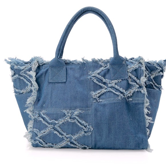 Wildfox | Bags | Nwt Wildfox Blue Frayed Denim Tote | Poshmark